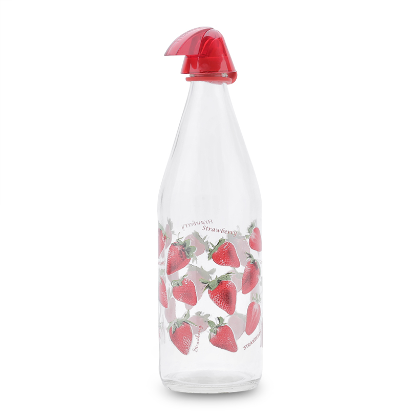 Chai nước thủy tinh in hoa Herevin 111604 1L (Đỏ)